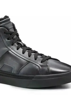 Santoni Shearling-lined High-top Sneakers