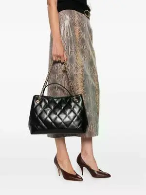 Tory Burch Fleming Carryal Quilted Leather Tote Bag