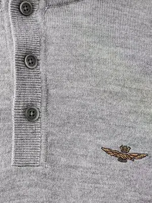 AERONAUTICA MILITARE Logo-embroidered Button-placket Sweater