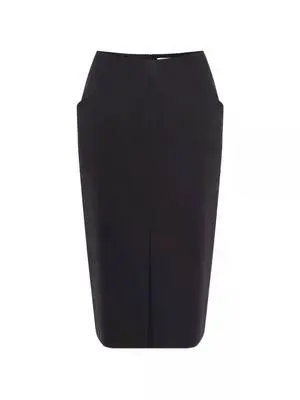 Balmain Cross-over Front-slit Midi Skirt - Black