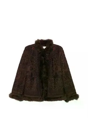 Antik Batik Sando Embroidered Faux-fur Trim Jacket - Brown