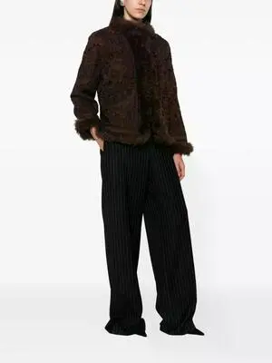 Antik Batik Sando Embroidered Faux-fur Trim Jacket - Brown