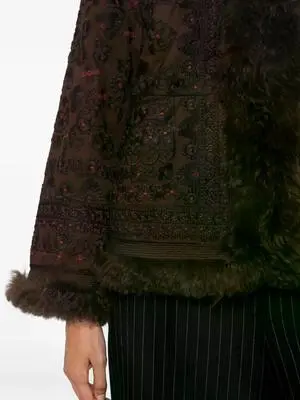 Antik Batik Sando Embroidered Faux-fur Trim Jacket - Brown
