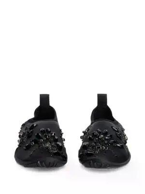 JIL SANDER Crystal-embellished Satin Sneakers - Black
