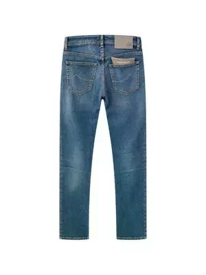 Jacob Cohen Logo-embroidered Faded-effect Jeans - Blue