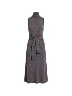 NICHOLAS Belted Sleeveless Midi Dress - Grey