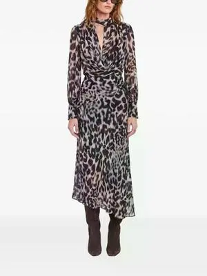 NICHOLAS Leopard-print Asymmetric Dress