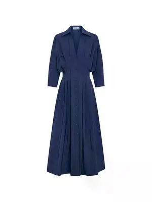 NICHOLAS Lana Pleated Belted Maxi Dress - Blue