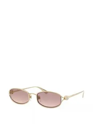 Burberry Semi-rimless Oval-frame Sunglasses - Gold