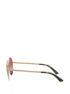 JIMMY CHOO Glitter-detail Round-frame Sunglasses - Pink