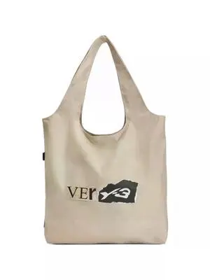 Y3 Graphic Logo-print Tote Bag - Neutrals
