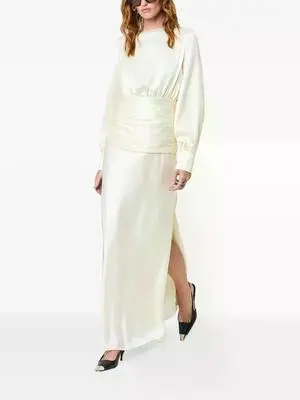 NICHOLAS Ruched-waist Backless Maxi Dress - White
