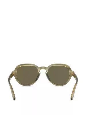 Dolce & Gabbana Striped-pattern Round-frame Sunglasses