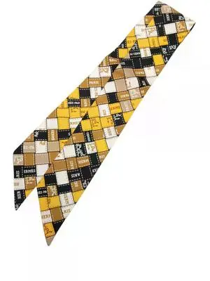 Hermès 1999-2007 Bolduc Au Carre Silk Twilly Scarf Scarves - Yellow