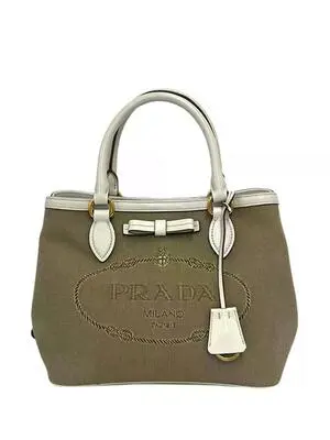 Prada 2013-2026 Canapa Logo Handbag Satchel - Brown