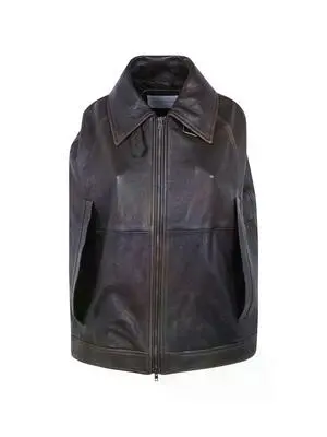 7 For All Mankind Zip-up Leather Cape - Brown