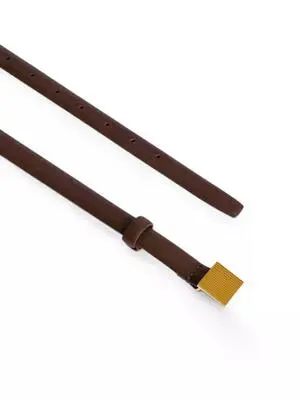Alberta Ferretti Textured Buckle Leather Belt - Brown