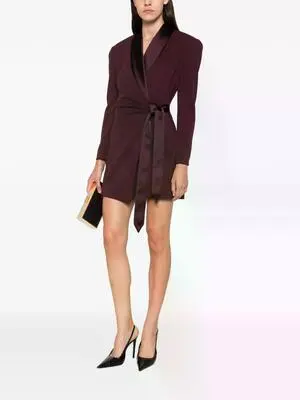 Imperial Satin-trim Wrap Mini Dress - Brown