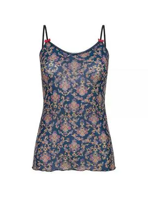 Momoni Airelle Print Scoop-neck Top - Blue