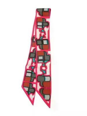 Hermès 2010-2026 Les Coupes Silk Twilly Scarf Scarves - Pink