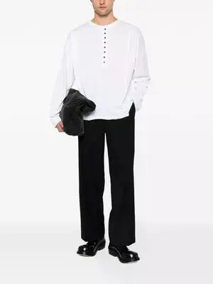 Isabel Benenato Henley-neck Raw-edge Sweatshirt - White
