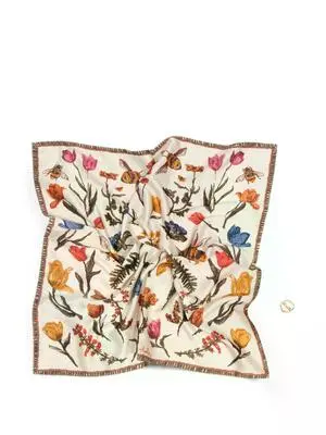 Bimba Y Lola Ivory Flowers And Bees Scarf Charm