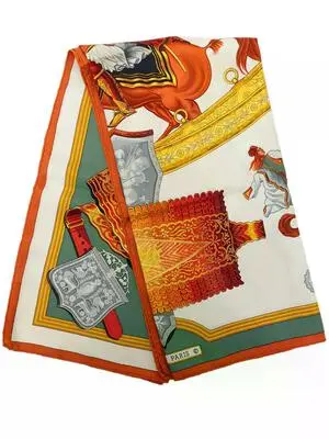 Hermès 1980-2010 Cavaliers Ottomans Silk Scarf 90 Scarves - White