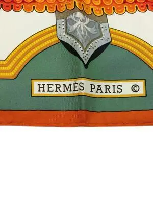 Hermès 1980-2010 Cavaliers Ottomans Silk Scarf 90 Scarves - White