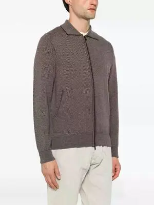 FILIPPO DE LAURENTIIS Herringbone-knit Zip-up Cardigan