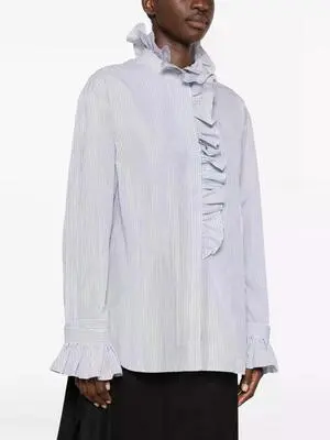 JUUN.J Ruffled Striped Shirt