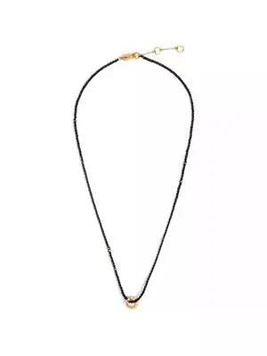 Bimba Y Lola Necklace With Black Crystals And Logo Hoop - Gold