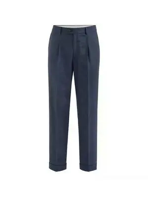 Brunello Cucinelli Virgin Wool Houndstooth Trousers With Pleat - Blue