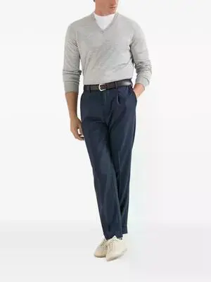 Brunello Cucinelli Virgin Wool Houndstooth Trousers With Pleat