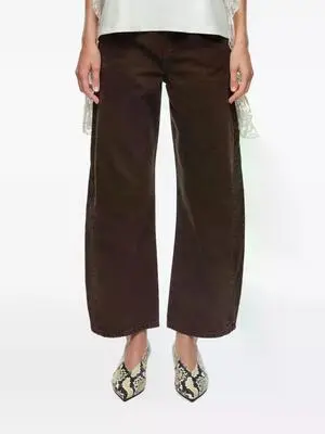 Bimba Y Lola Barrel Chocolate Denim Trousers With Buckle - Brown