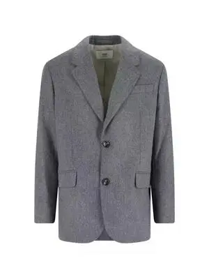 AMI Paris Notched-lapels Single-breasted Blazer - Grey