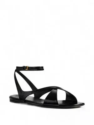 Khaite Liria Ankle-strap Flat Sandals - Black