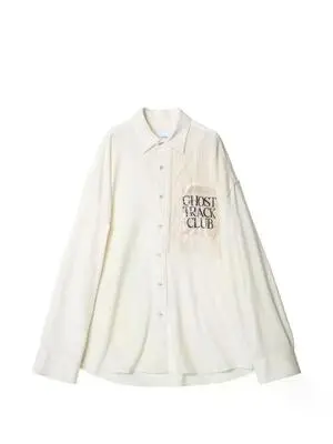 YOSHIOKUBO Ghost Track Club Cable-knit Panel Shirt - White