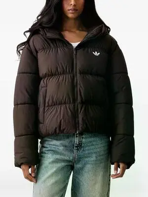 Adidas Quilted Hooded Puffer Jacket - Brown
