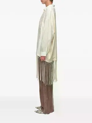Bimba Y Lola Cream Patchwork Fringed Shirt