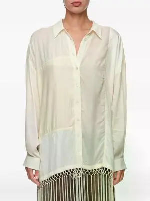 Bimba Y Lola Cream Patchwork Fringed Shirt