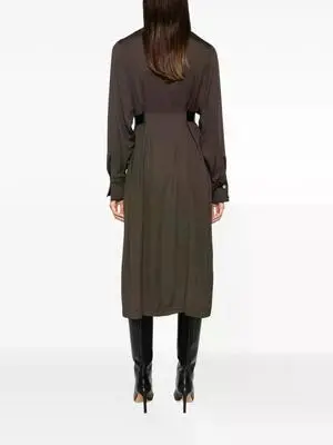 Imperial Belted Button-down Midi Dress - Brown