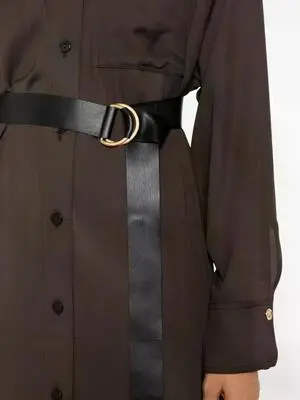 Imperial Belted Button-down Midi Dress - Brown