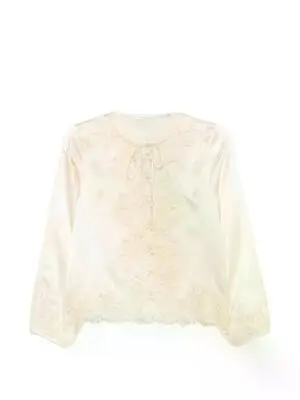 DÔEN Lucine Lace-panel Blouse - Neutrals
