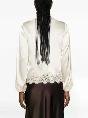 DÔEN Lucine Lace-panel Blouse - Neutrals