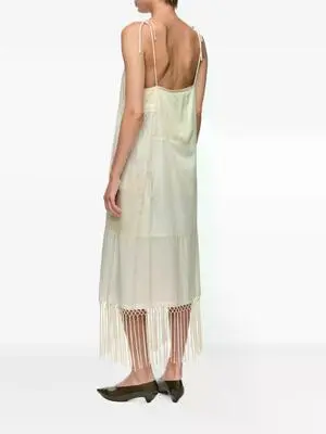 Bimba Y Lola Cream Patchwork Dress With Fringe Details - Neutrals