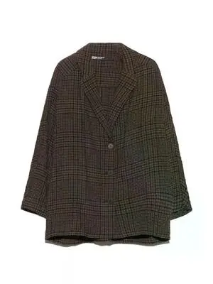 Bimba Y Lola Checked Straight Tailored Wool Blazer - Brown