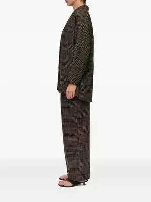 Bimba Y Lola Checked Straight Tailored Wool Blazer