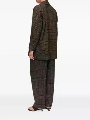 Bimba Y Lola Checked Straight Tailored Wool Blazer