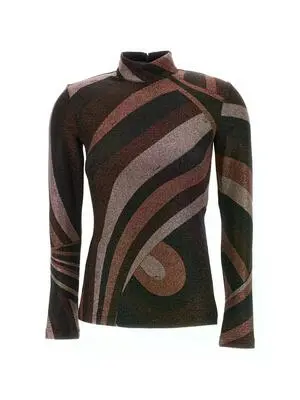 Emilio Pucci Iride-print Glitter-effect Top - Brown