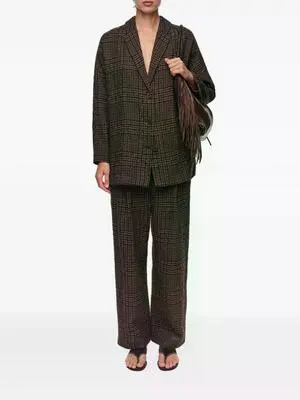 Bimba Y Lola Checked Darted Straight-leg Trousers - Brown